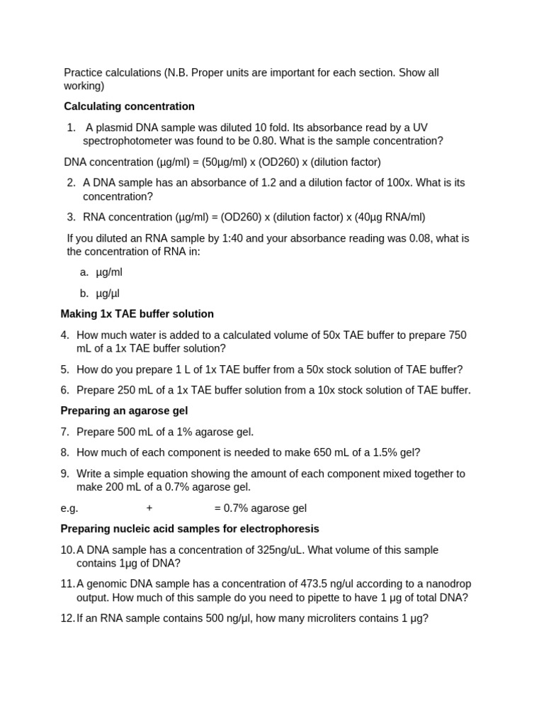 Practice Calculations | PDF