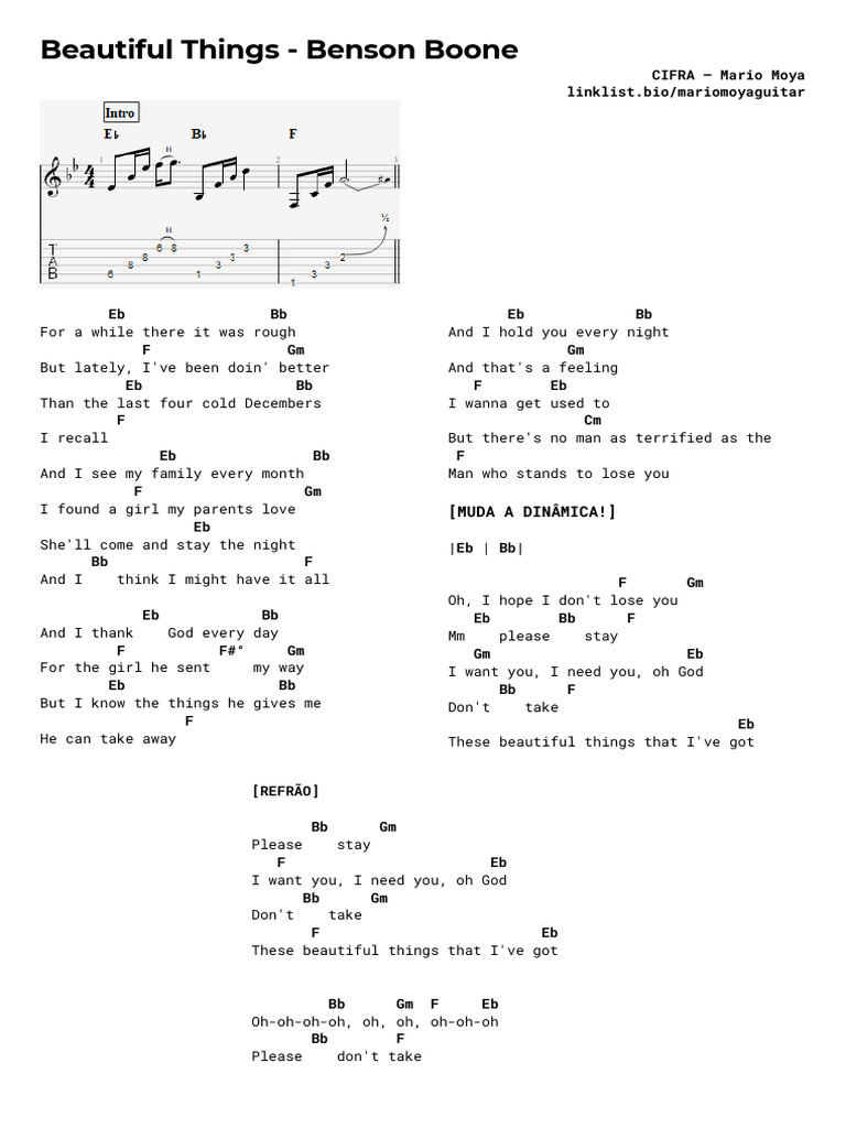 Benson Boone - Beautiful Things | PDF