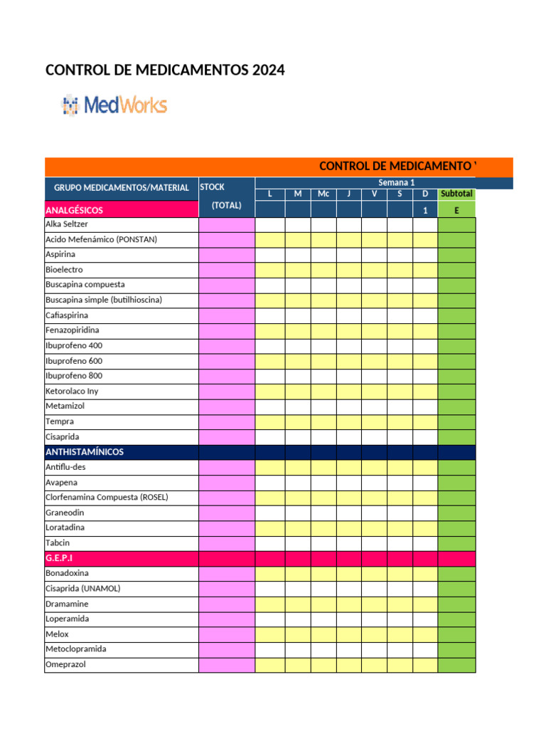 Control de Medicamentos y Material 2024 | PDF