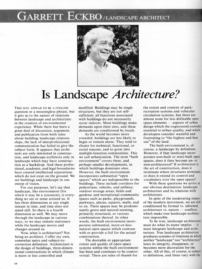 Eckbo - Is Landscape Architecture - (1983) | PDF