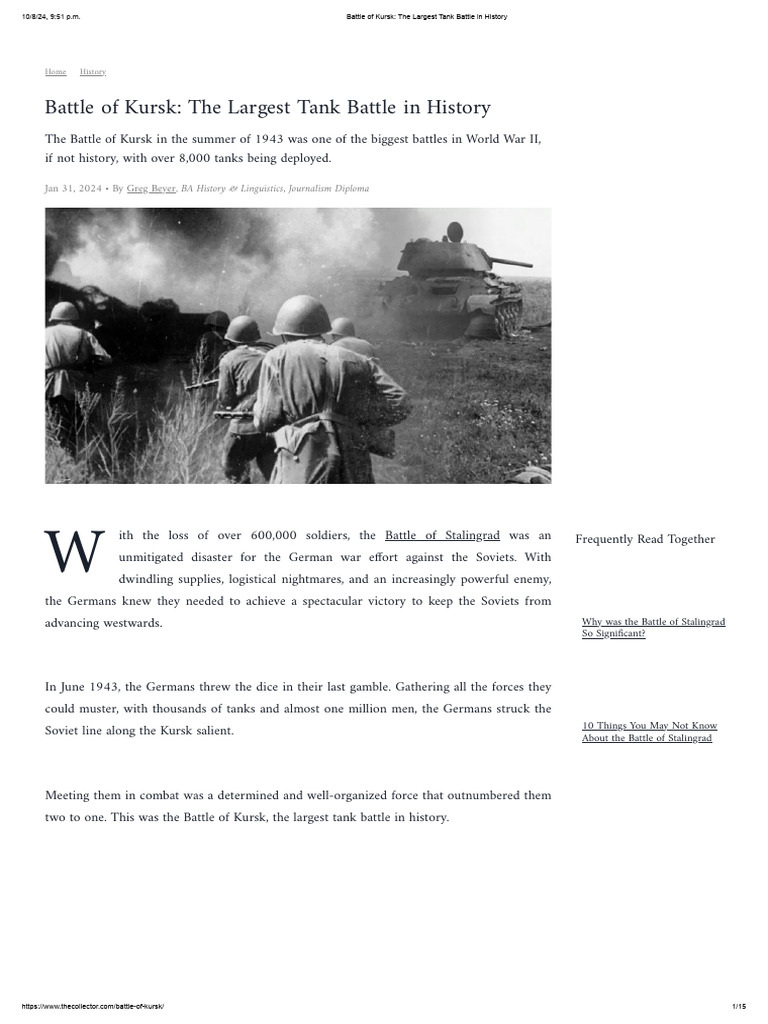 Battle of Kursk: Largest WWII Tank Clash | PDF | Battle Of Kursk | Battles