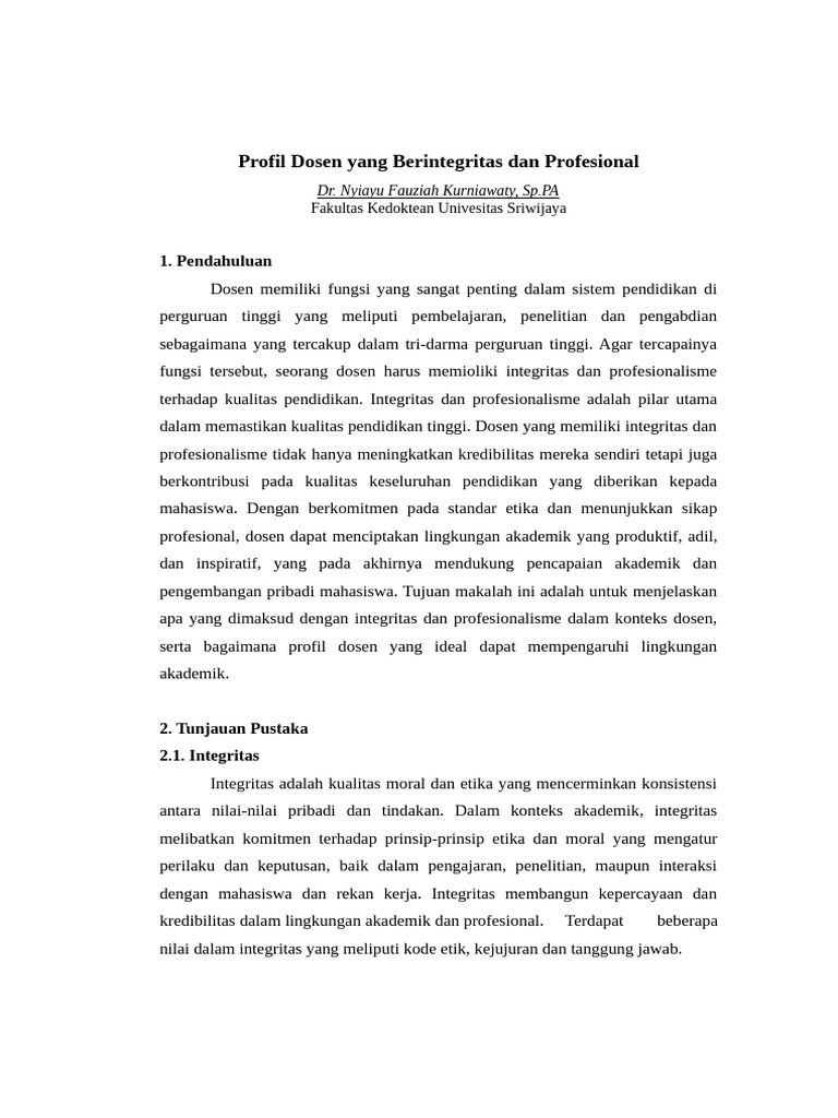 Integritas dan Tanggung Jawab Dosen | PDF