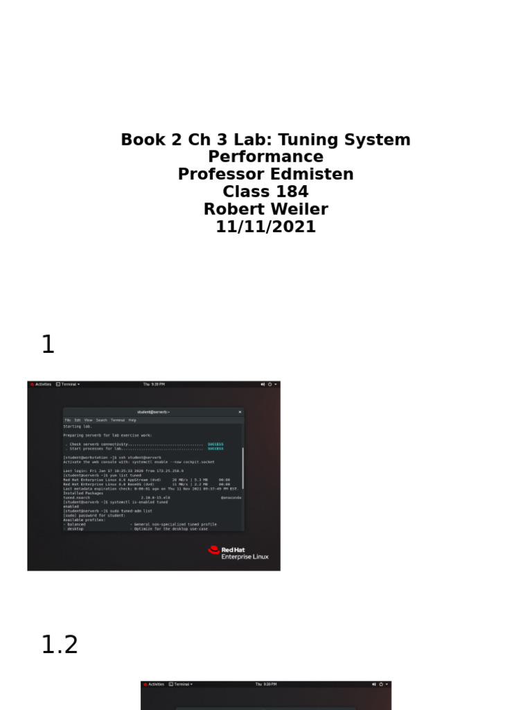 Book 2 CH 3 Lab Tuning System Performance Lab | PDF