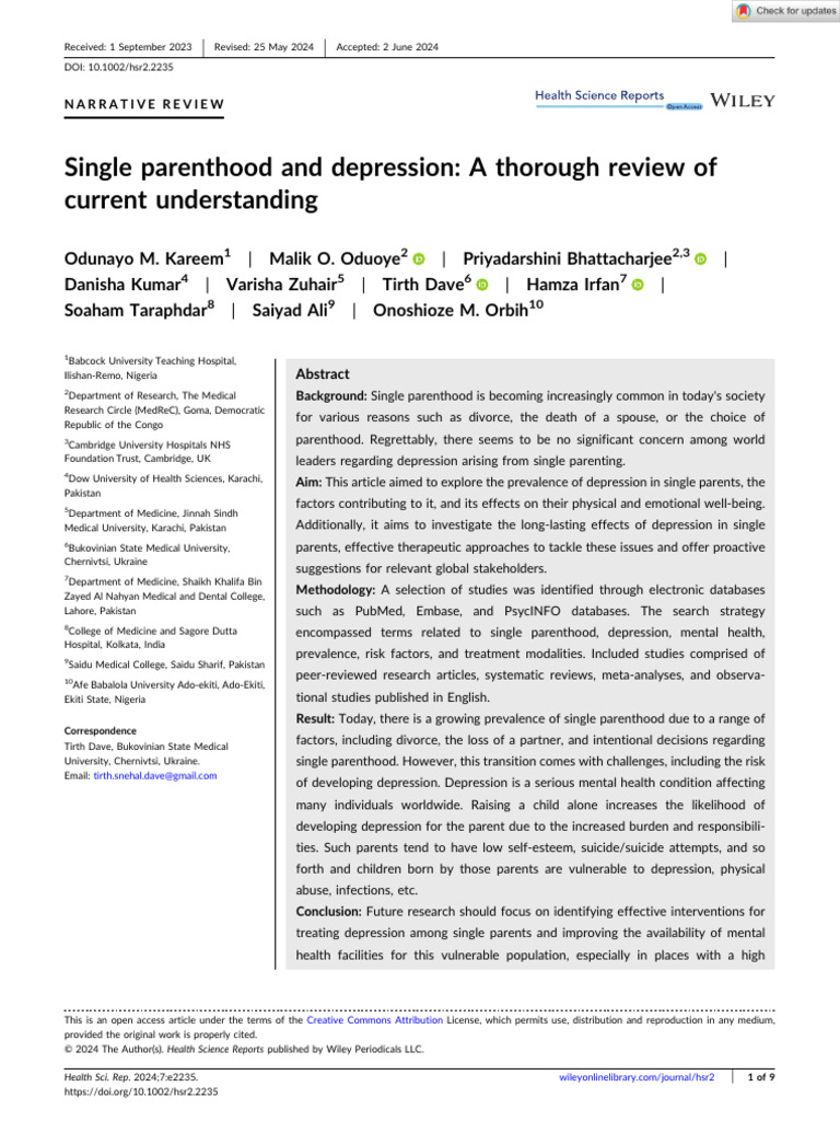 Health Science Reports - 2024 - Kareem - Single Parenthood and ...