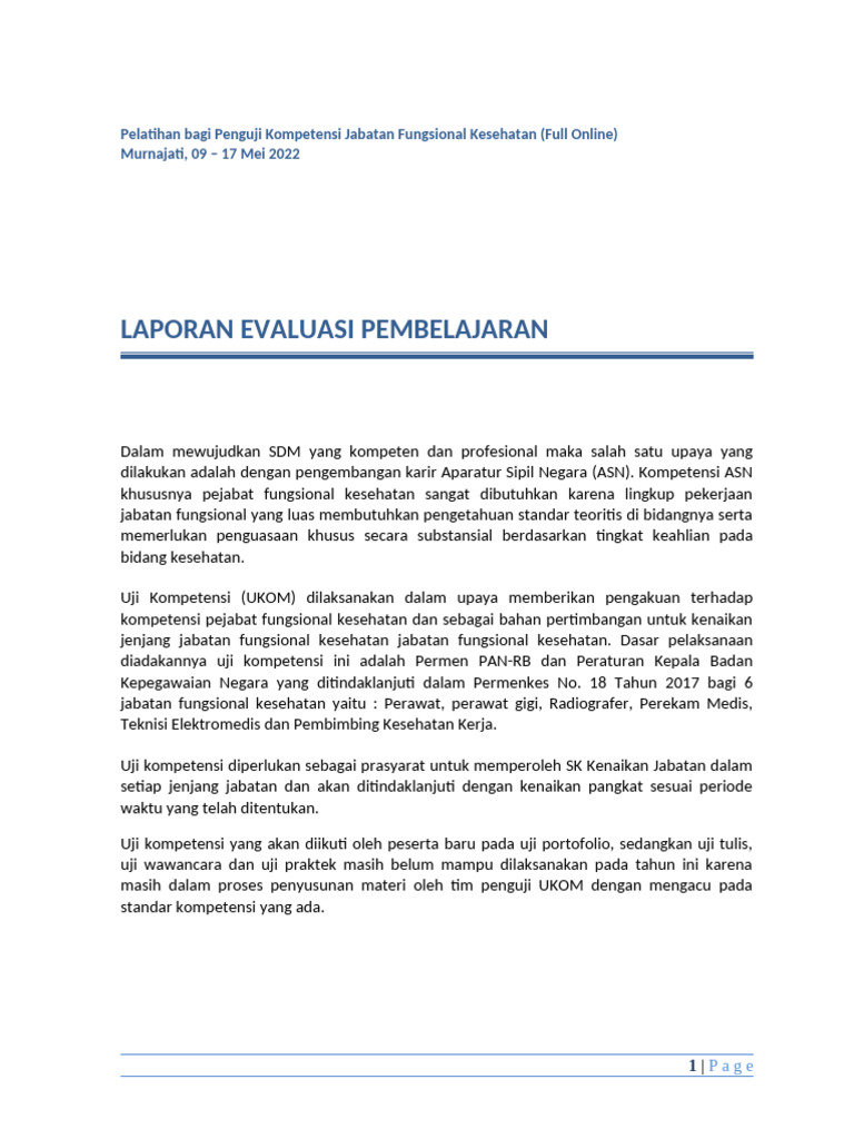 Evaluasi Diklat UKOM Angk 4 | PDF