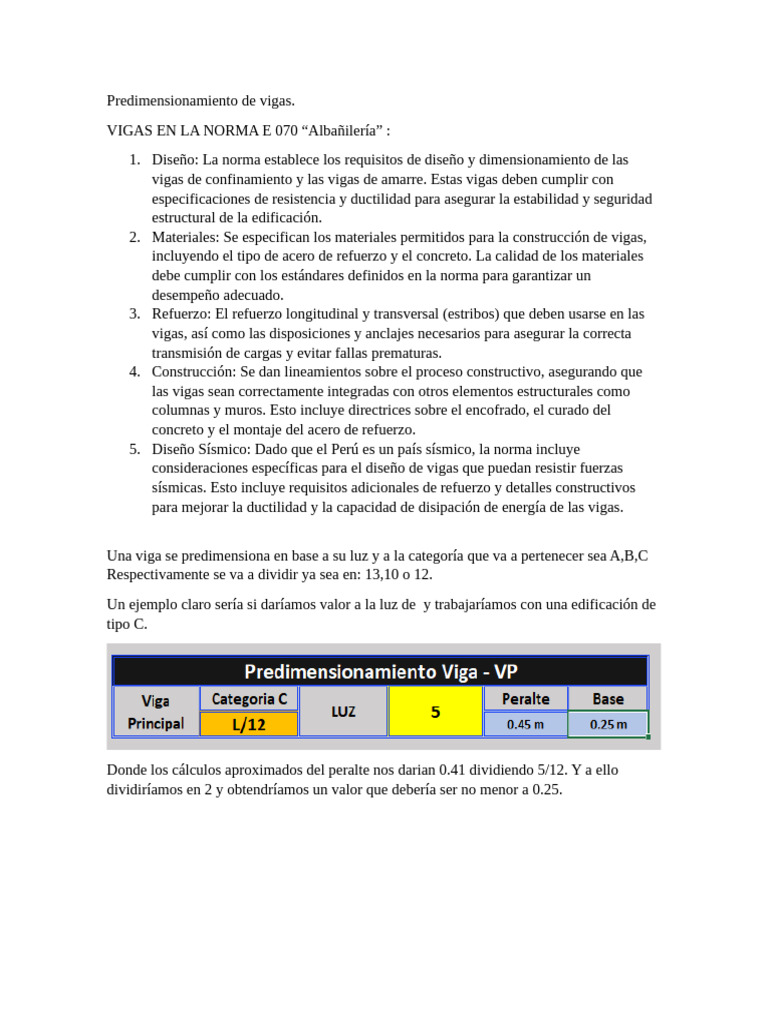 Vigas en La Norma E070 | PDF