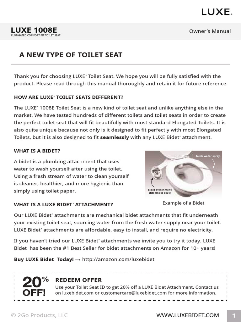LUXE 1008E: A New Type of Toilet Seat | PDF