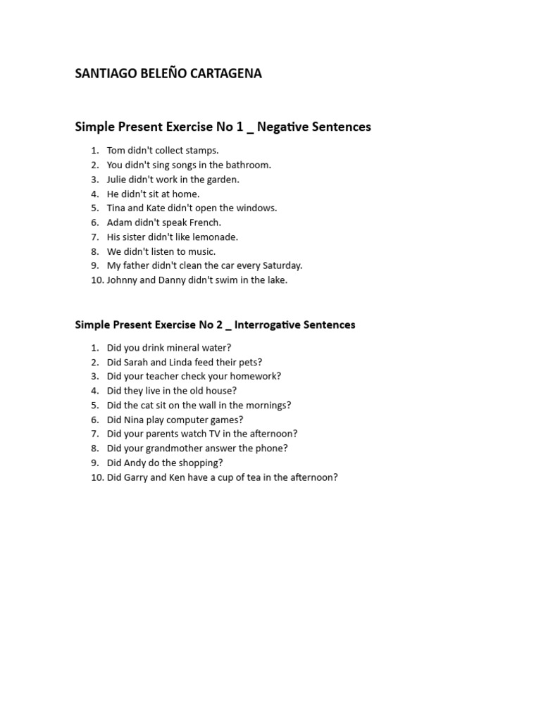 Simple Present - Simple Past Exercises | PDF