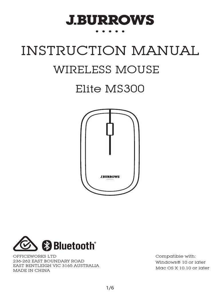 J.burrows MS300 Wireless Mouse Instruction Manual | PDF