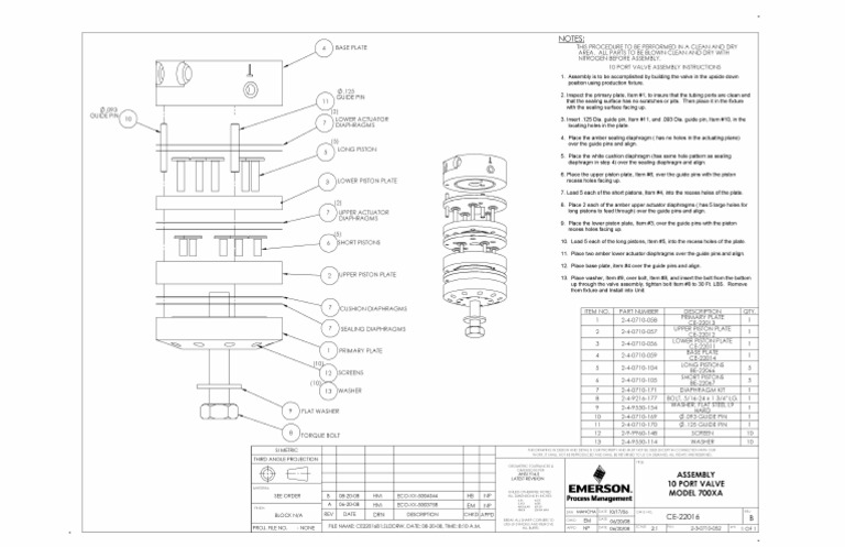 Drawing 700xa GC Assembly 10 Port Valve Rosemount en 105190 | PDF