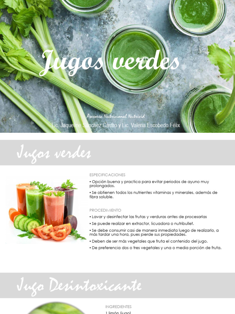 Lista de Jugos Verdes Nutrivid | PDF