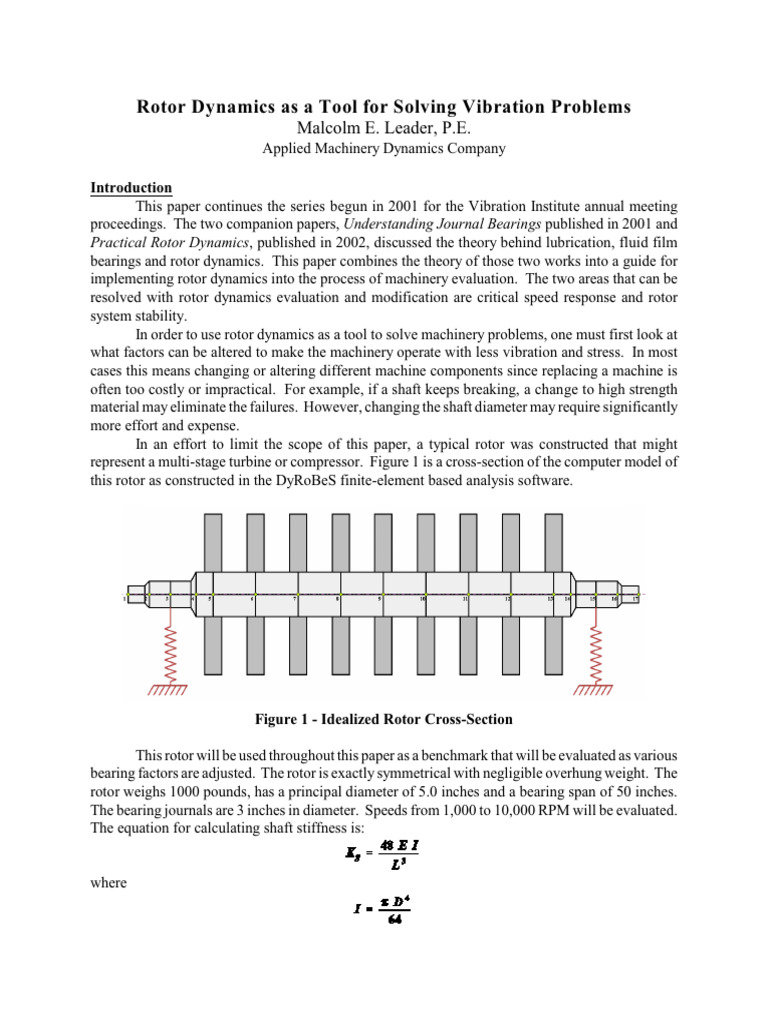 Rotor Dynamics As A Tool For Solving Vib | PDF