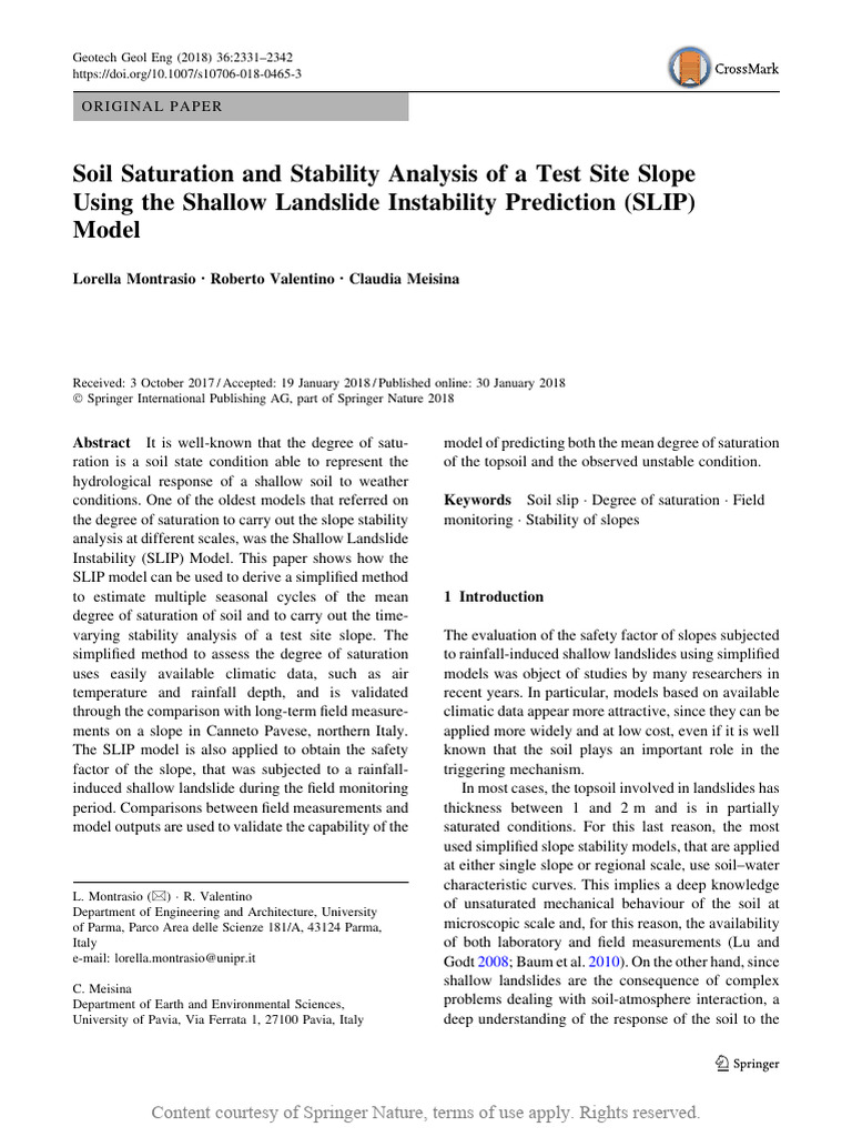 Soil Saturation and Stability Analysis of A Test S | PDF