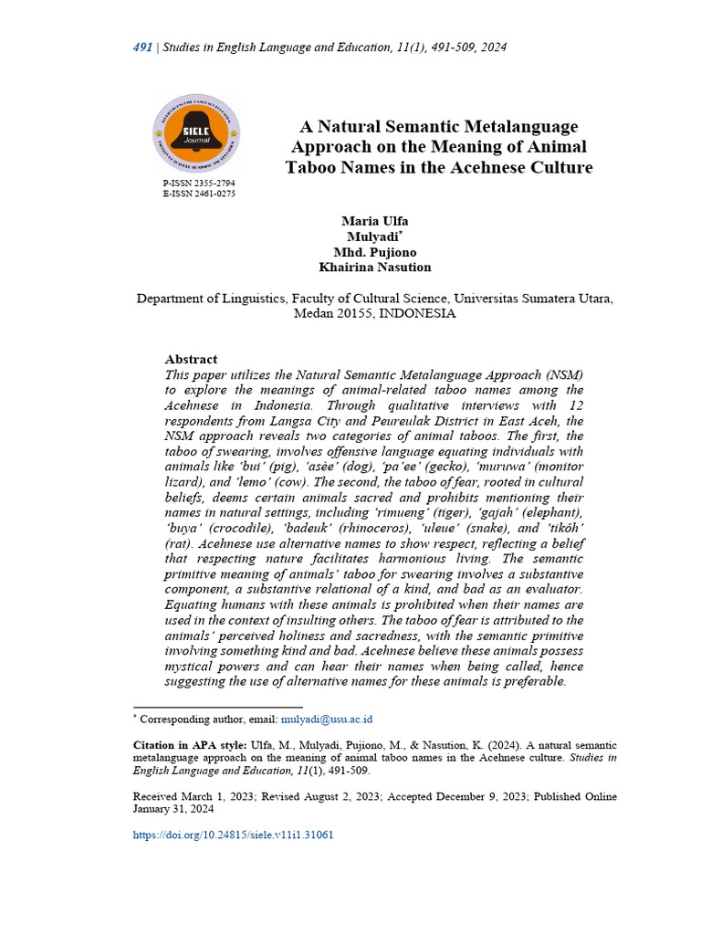 A Natural Semantic Metalanguage Approach On The Me | PDF