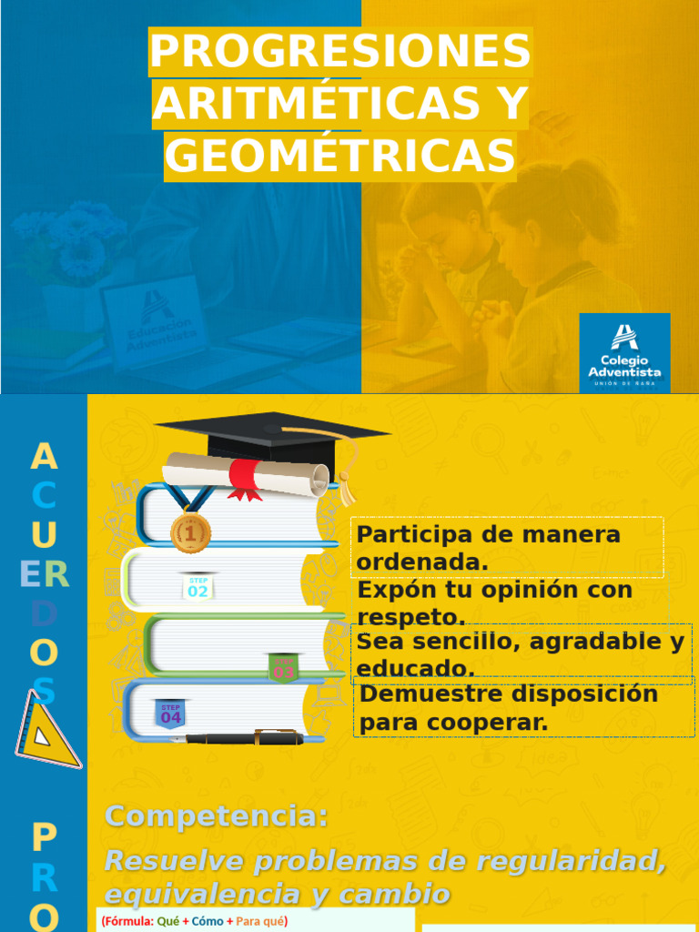 2 Sesión de Clase - Progresiones Aritméticas y Geométricas | PDF