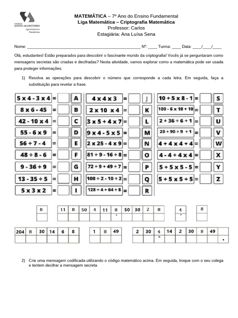 Atividade de Criptografia Matemática | PDF
