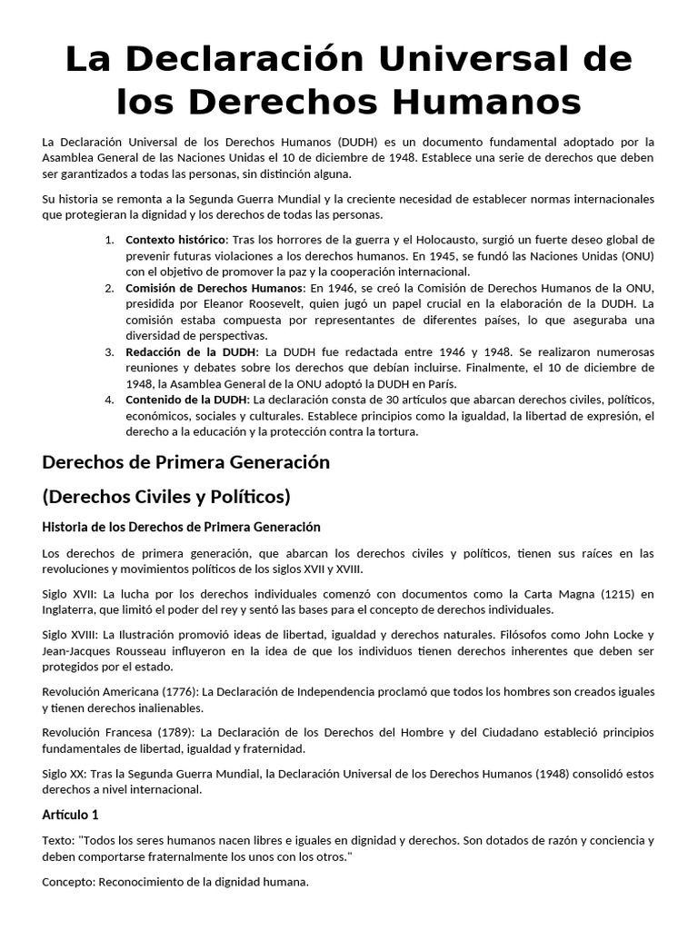 La Declaración Universal de Los Derechos Humanos | PDF
