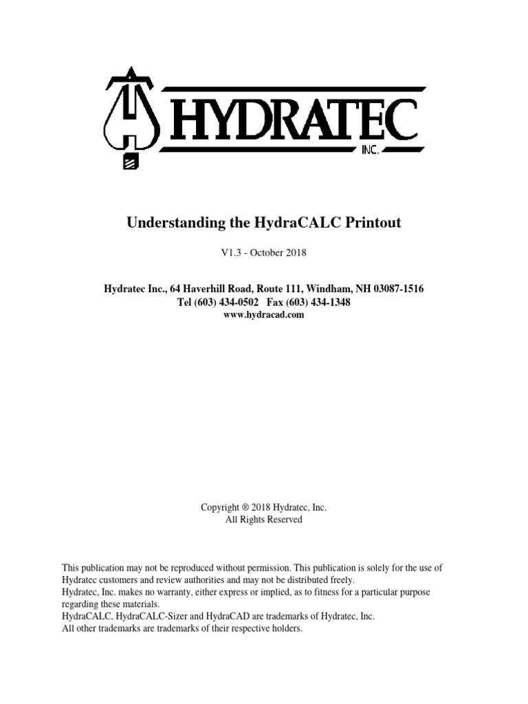 Understanding The HydraCALC Printout | PDF