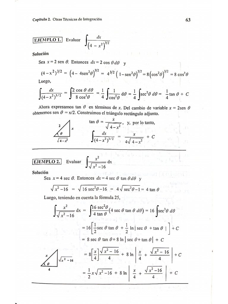 Ejercicios Integracion Por Sustitucion Trigonometrica | PDF