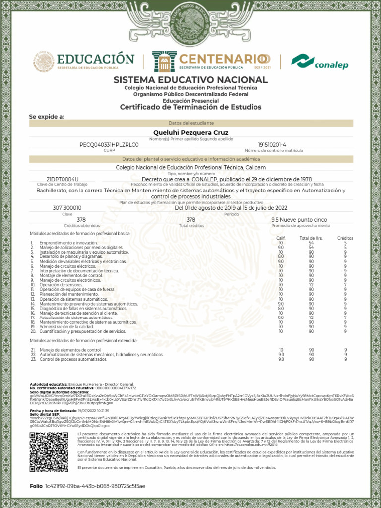 CERTIFICADO PREPARATORIA Conalep | PDF