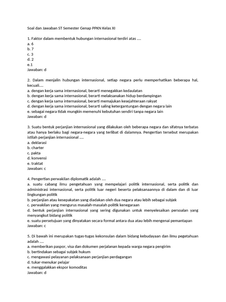 Soal Dan Jawaban STS PPKN Xi | PDF