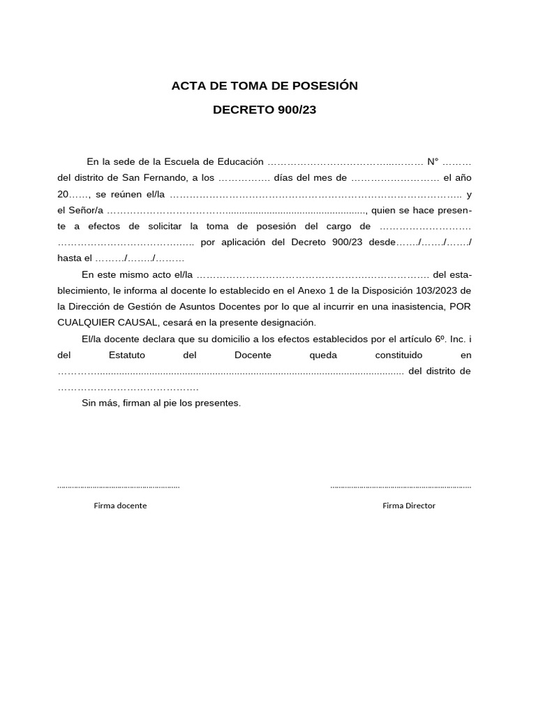 Acta Toma de Posesión | PDF