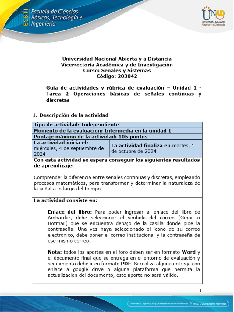 Guía de Actividades y Rubrica de Evaluación - Unidad 1 - Tarea 2 - Operaciones Básicas de ...