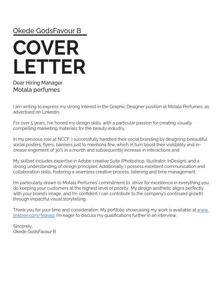Motala Perfumes Cover Letter | PDF