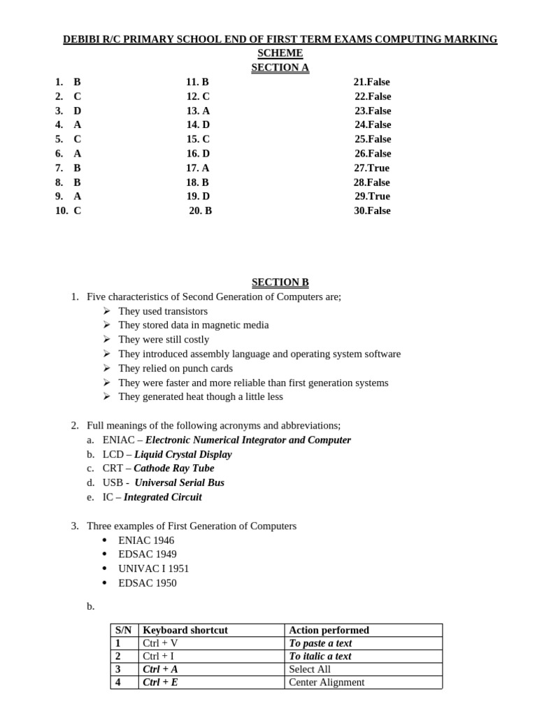 B6 Computing Marking Scheme | PDF | Computer Keyboard | Computer Hardware