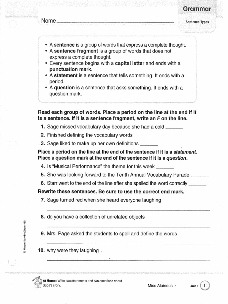 Grammar WKST 1 | PDF