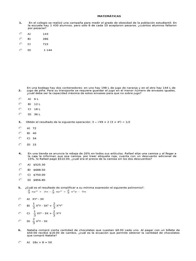Examen Planea 2020 | PDF