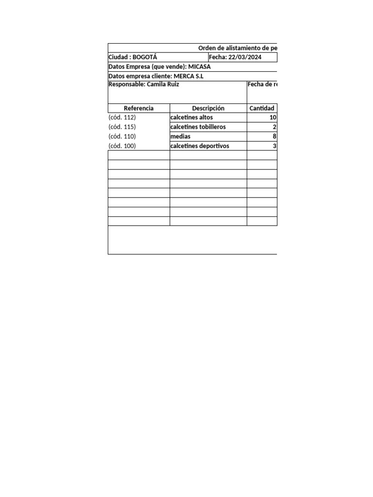 Formato de Alistamiento de Pedidos Lista de Picking 1 Resuelto1 | PDF