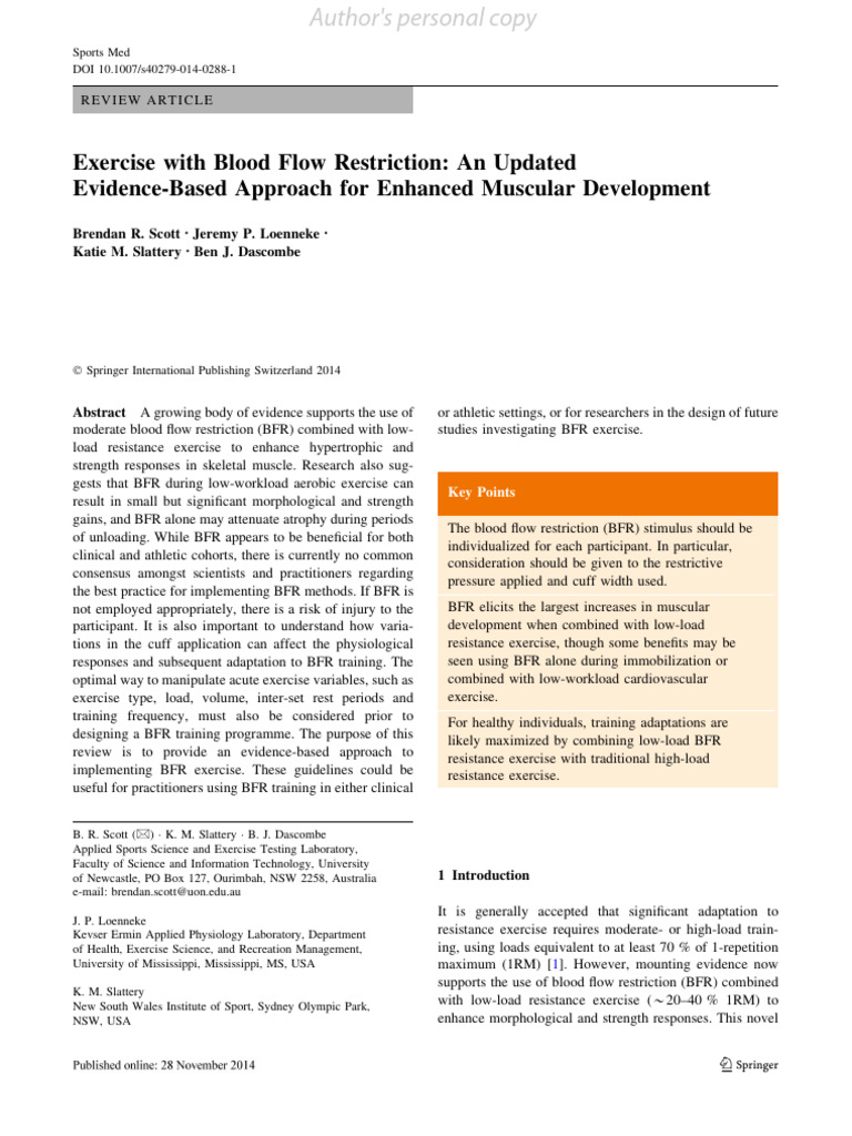 Exercise With Blood Flow Restriction | PDF