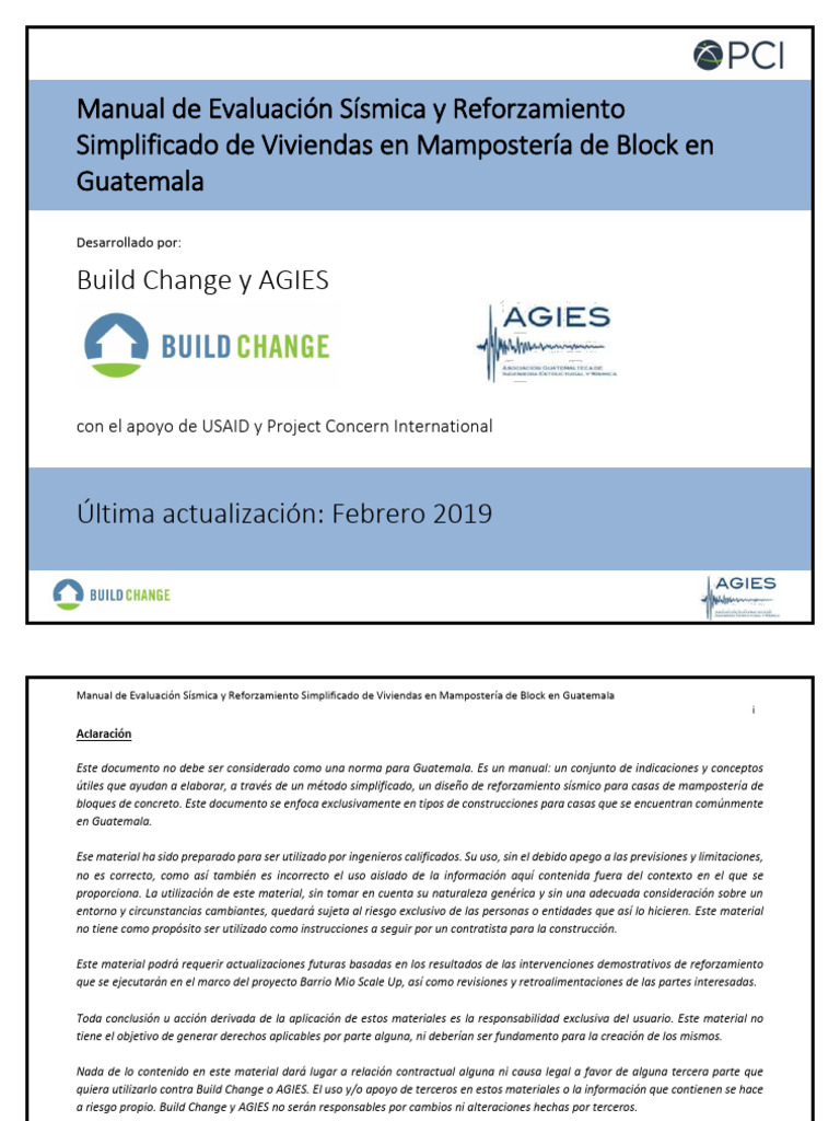 Build-Change-Evaluation-and-Retrofitting-Manual-Guatemala-Spanish | PDF