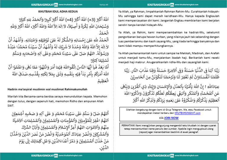 Contoh Khutbah Kedua Idul Adha Bahasa Indonesia | PDF