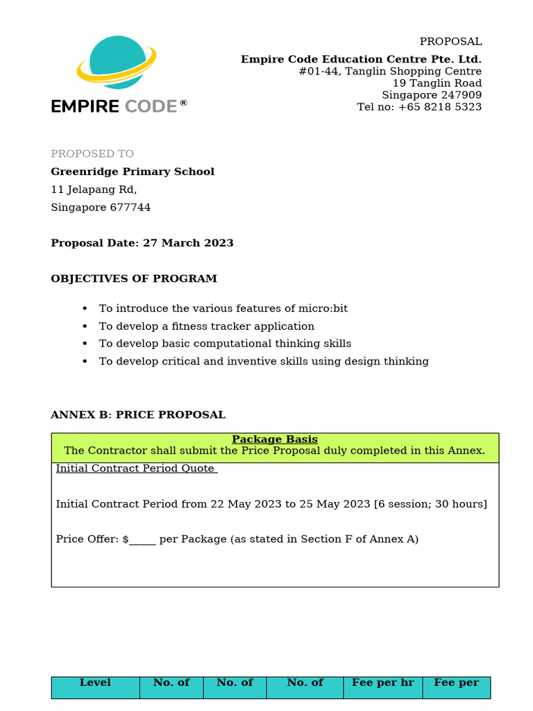 Greenridge Primary School Qoutation | PDF