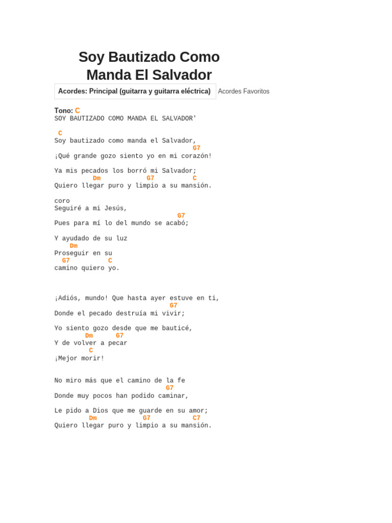 Soy Bautizado Como Manda El Salvador | PDF