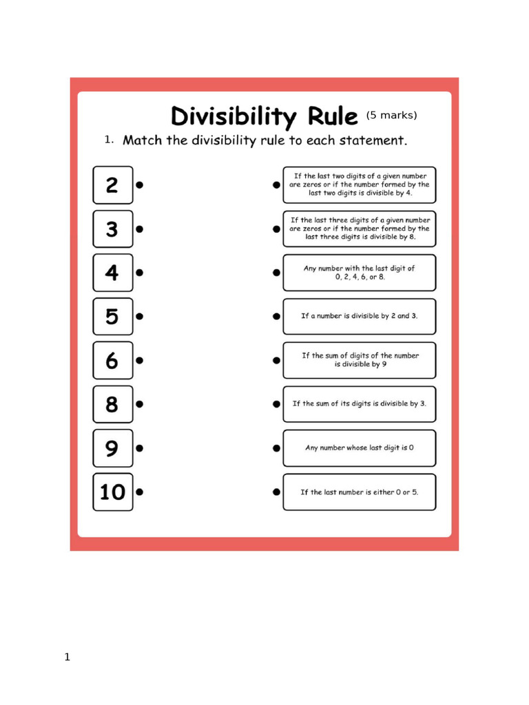 Quiz-1 (Test of Divisibility) | PDF Quiz-1 (Test of Divisibility) | PDF