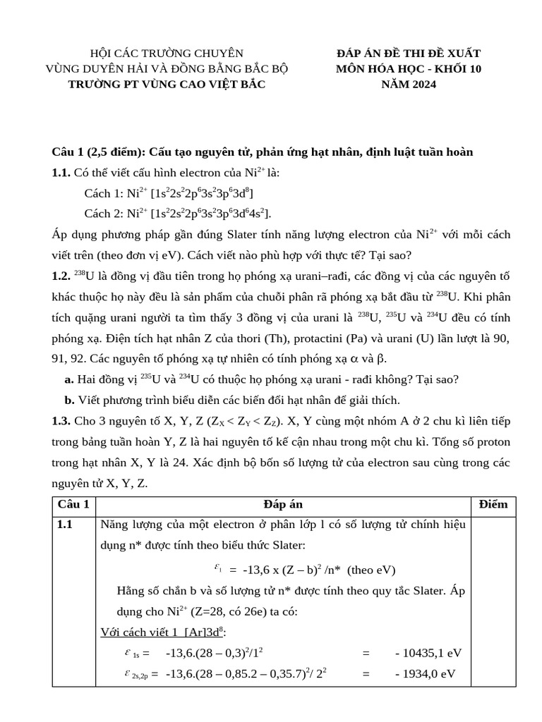 Hoa - 10 - PT Vung Cao Viet Bac - Thai Nguyen - Dap An | PDF