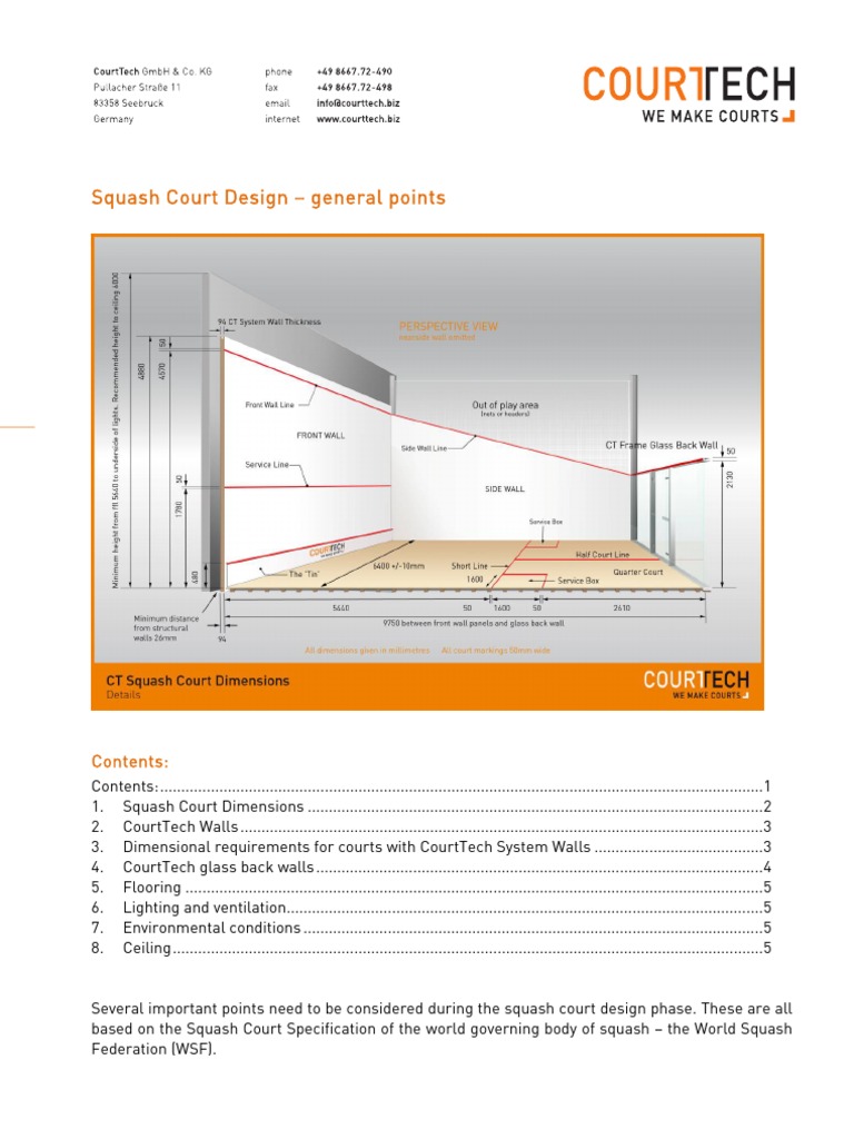 Courttech Squash Court Design | PDF | Wall | Humidity