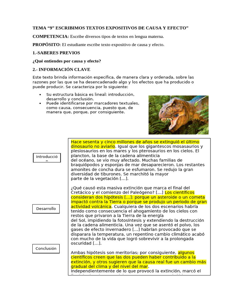 Escribimos Textos Expositivos de Causa Efecto | PDF