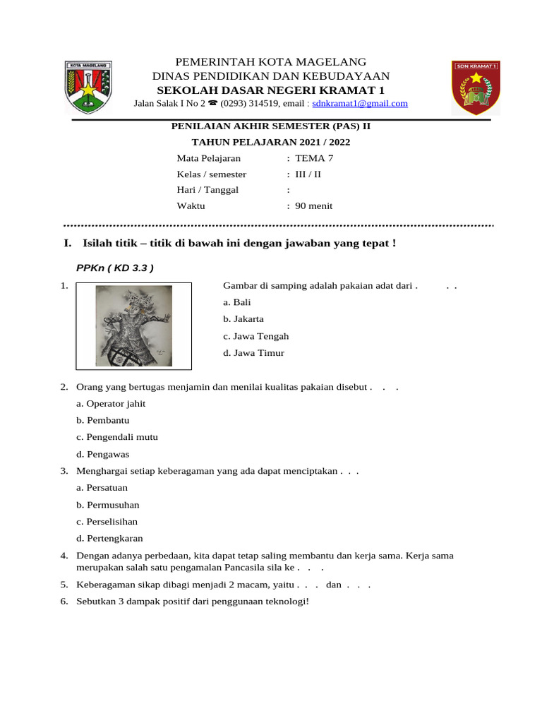 SOAL PAS 2 TEMA 7 | PDF