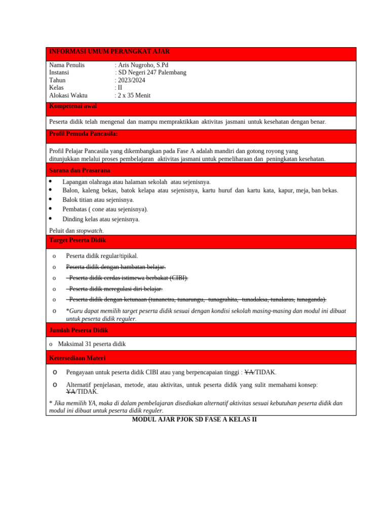 Informasi Umum Perangkat Ajar | PDF