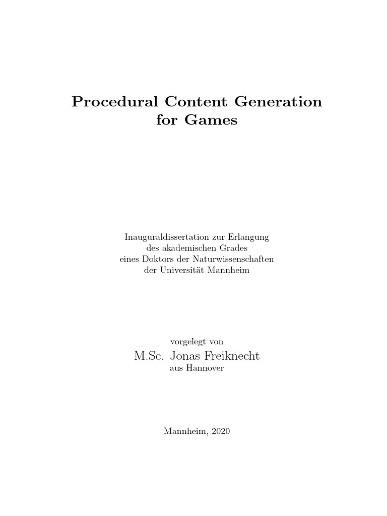 Procedural Content Generation For Games | PDF