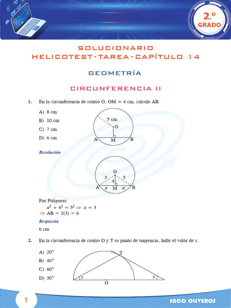 3 Geom 2° Cap 14 Sol Tarea 23 | PDF