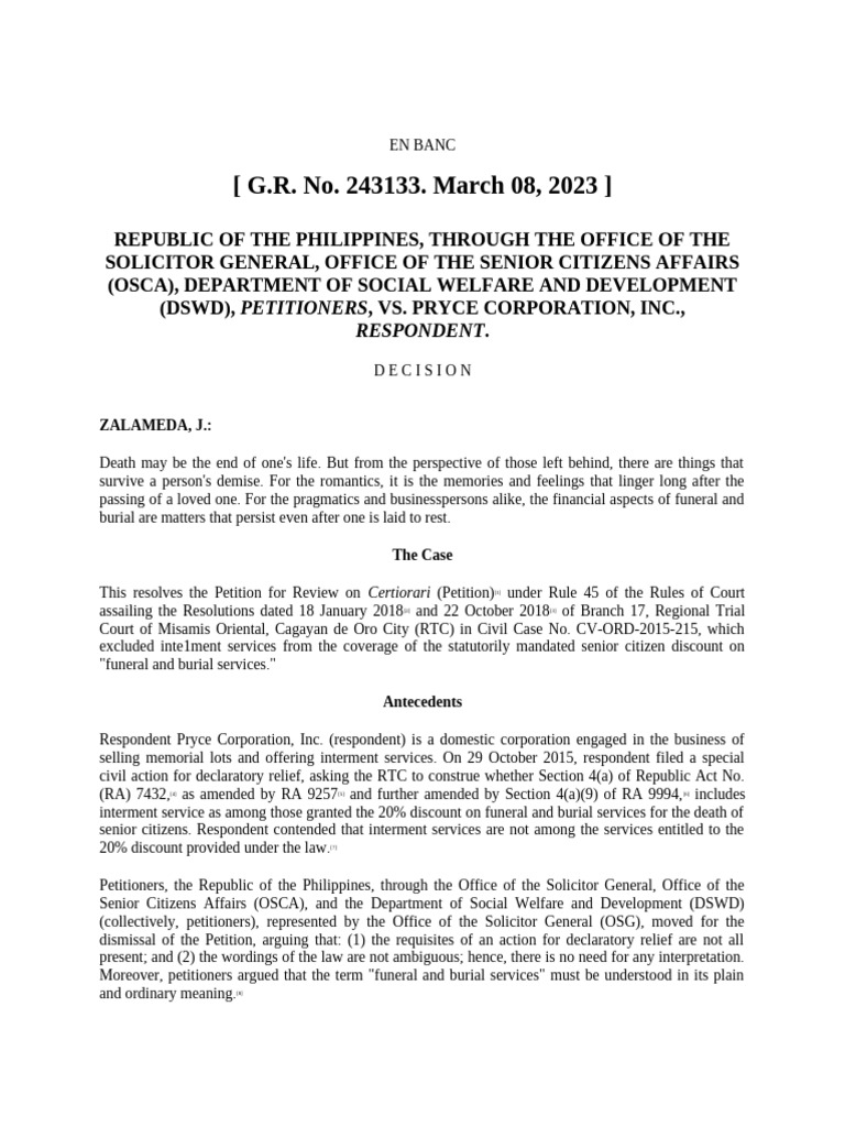 Republic v. Pryce EN BANC | PDF | Legal Remedy | Declaratory Judgment