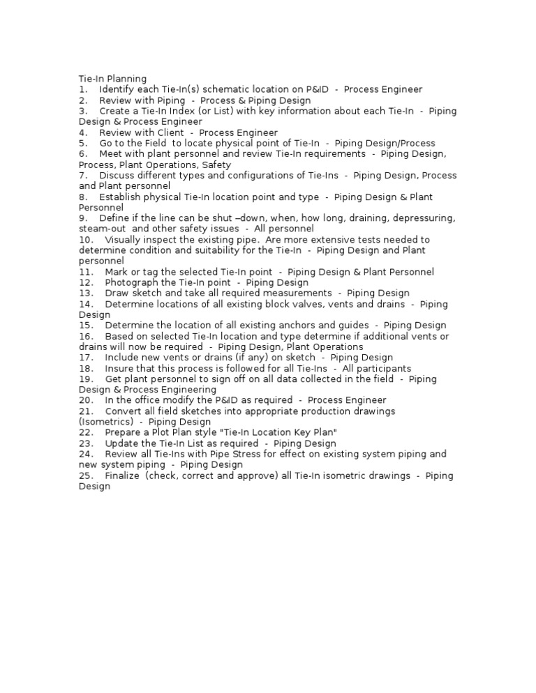 Tie-In Planning Process Guide | PDF