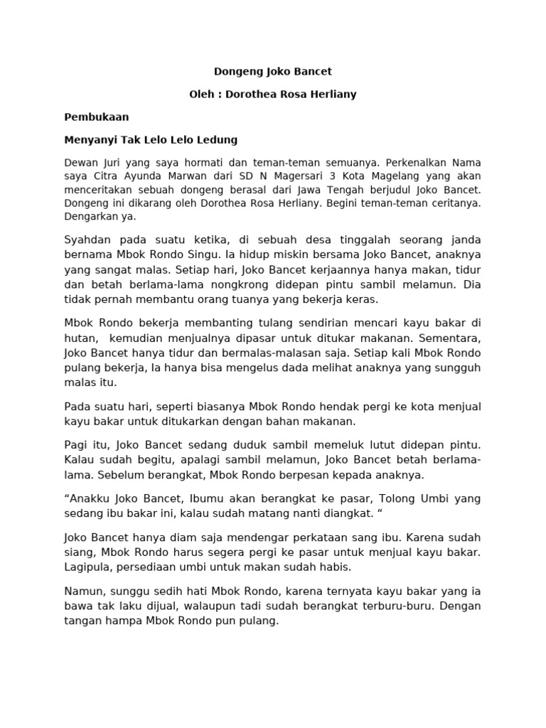 Dongeng Joko Bancet | PDF