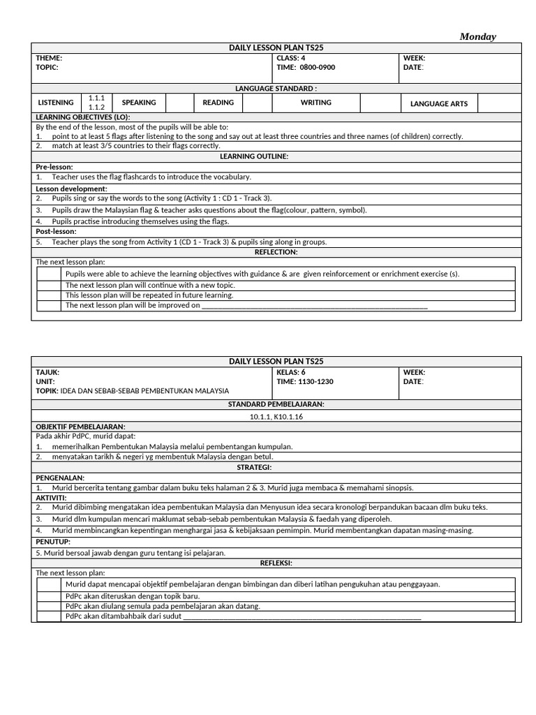 LESSON PLAN WEEK 2 2023 | PDF