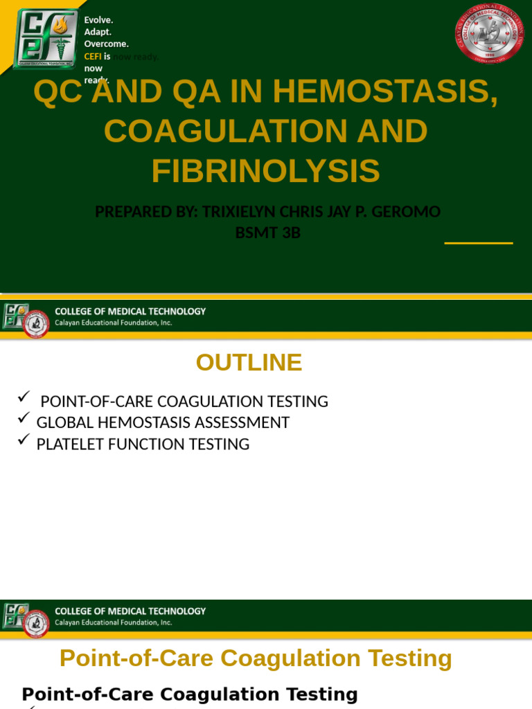 Th0y6dxl0 - TOPIC 12 QA & QC in Hemostasis, Coagulation and ...
